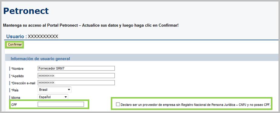 Ahora completar su CPF es obligatorio!